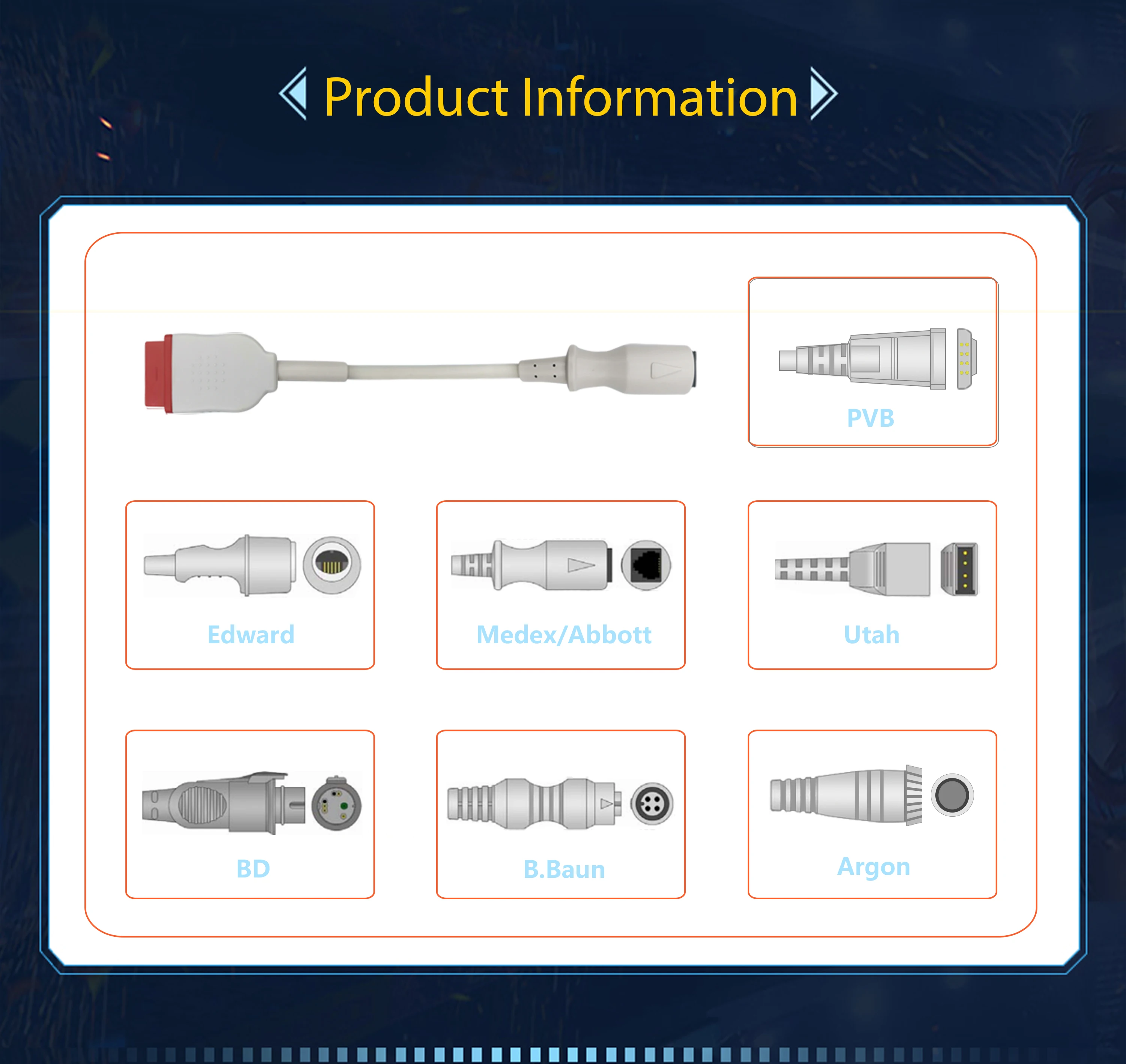 Compatible Ge 11pin Ibp Adaptor Cable Pressure Transducer Cable - Buy ...