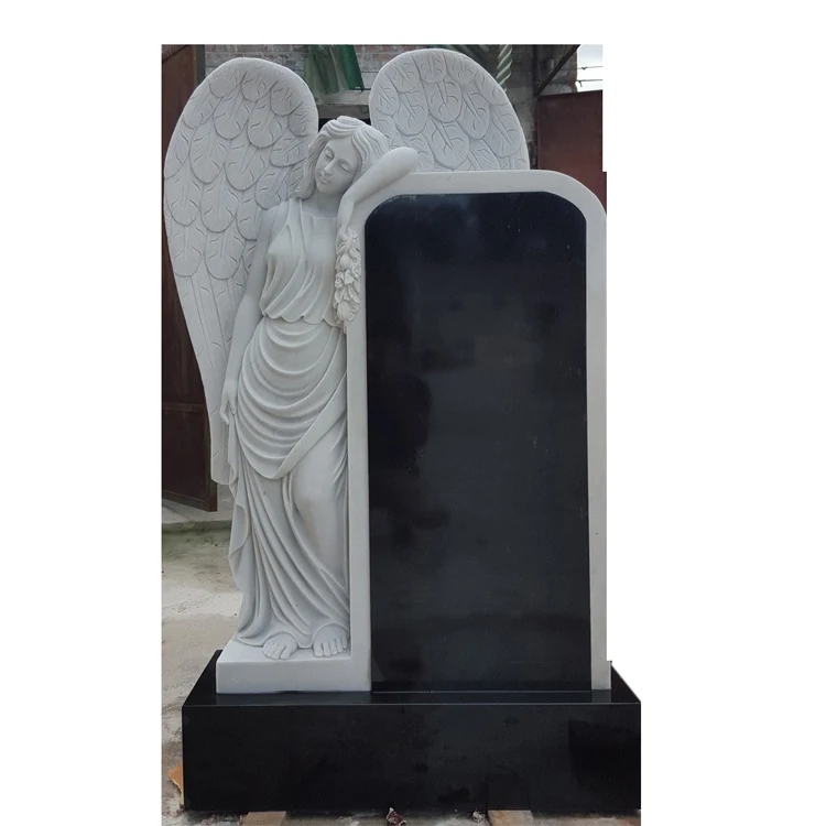 Hand Carved White Marble Angel Monuments - Cemetery & Home