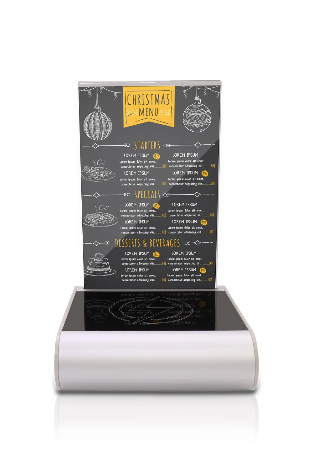 Custom Size Restaurant Power Bank Table Holder Menu Power Bank Station ...