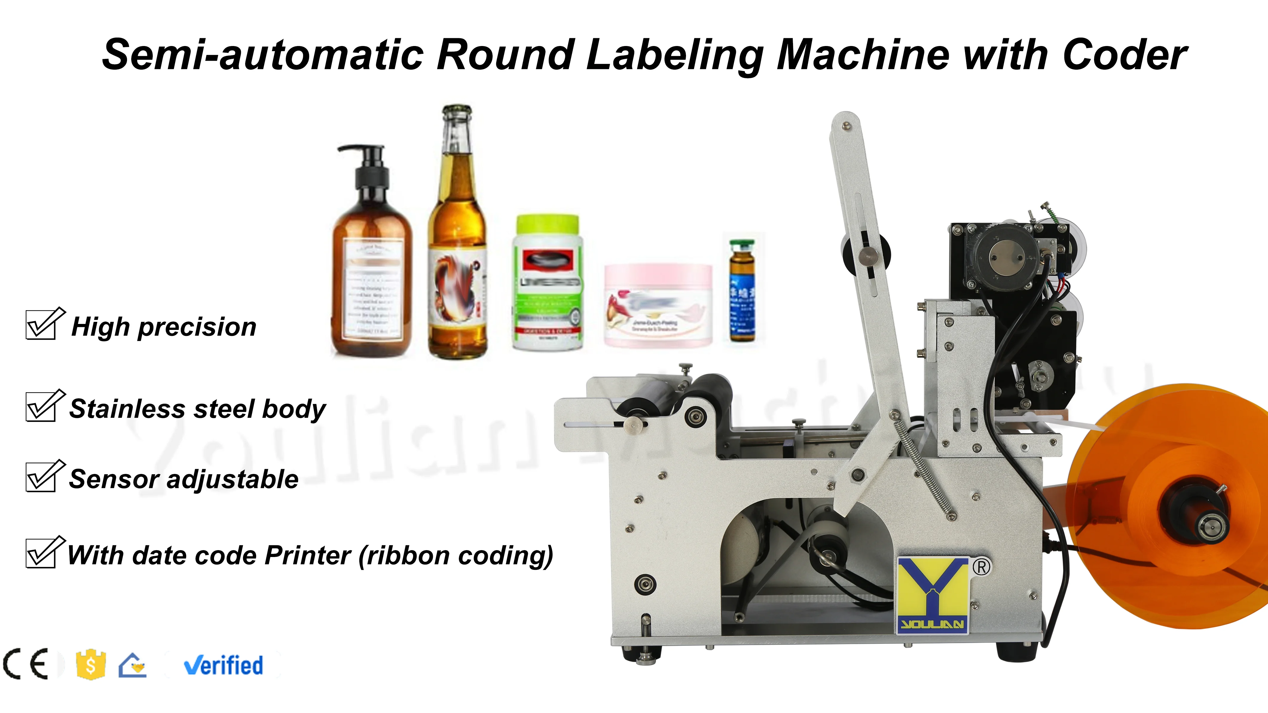 Mt-50b Desktop Round Glass Wine Bottle Labeler Small Jar Beer Tin Cans ...