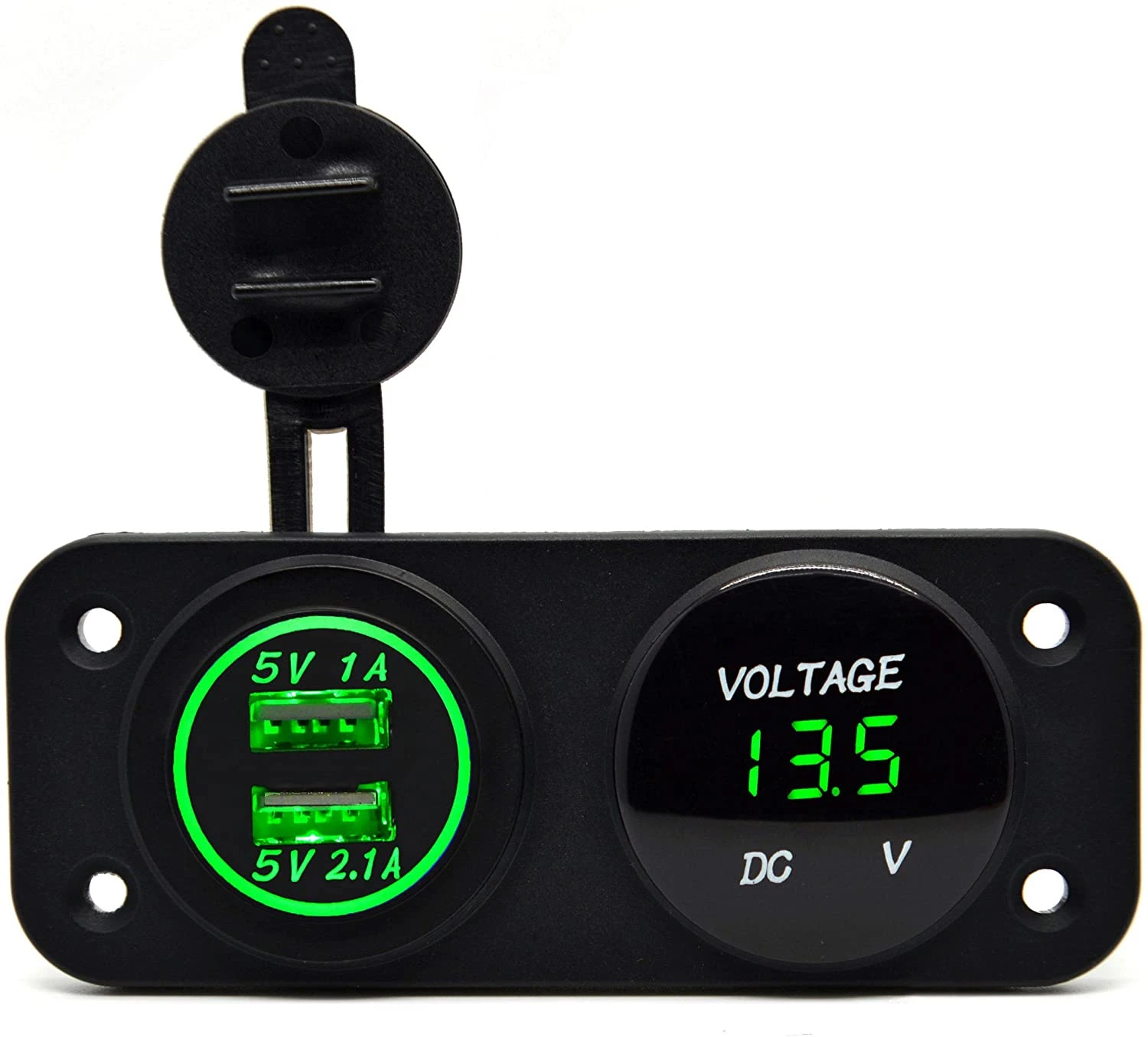 Dc 12v 24v Led Digital Voltmeter Dual Usb Outlet Power Socket Panel 3