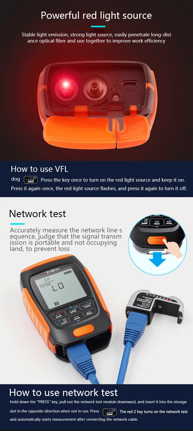 Tribrer 4in1 Li-Lion Battery Optical Power Meter VFL