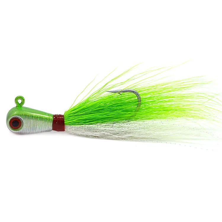 Kmucutie Round Head Bucktail Jig Fluke Lure Kit for Bass
