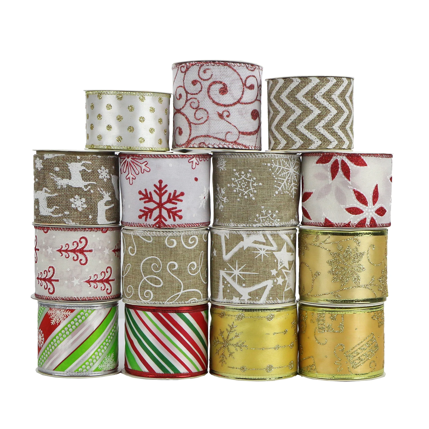 Assorted Plaid Sparkling Decorations Wired Sheer Glitter Tulle Ribbon ...