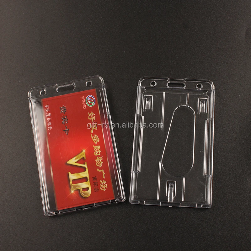 Clear Transparent Hard Plastic Card Holder for 2 Id Cards