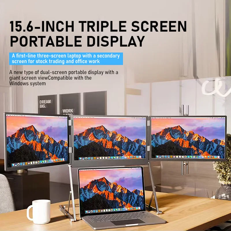 Quad Laptop Monitor 100% SRGB 16 Inch IPS Panel Portable Triple Screen ...