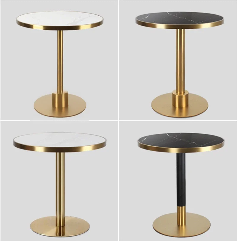 Light Luxury Modern Western Restaurant Steel Dining Table with Golden ...