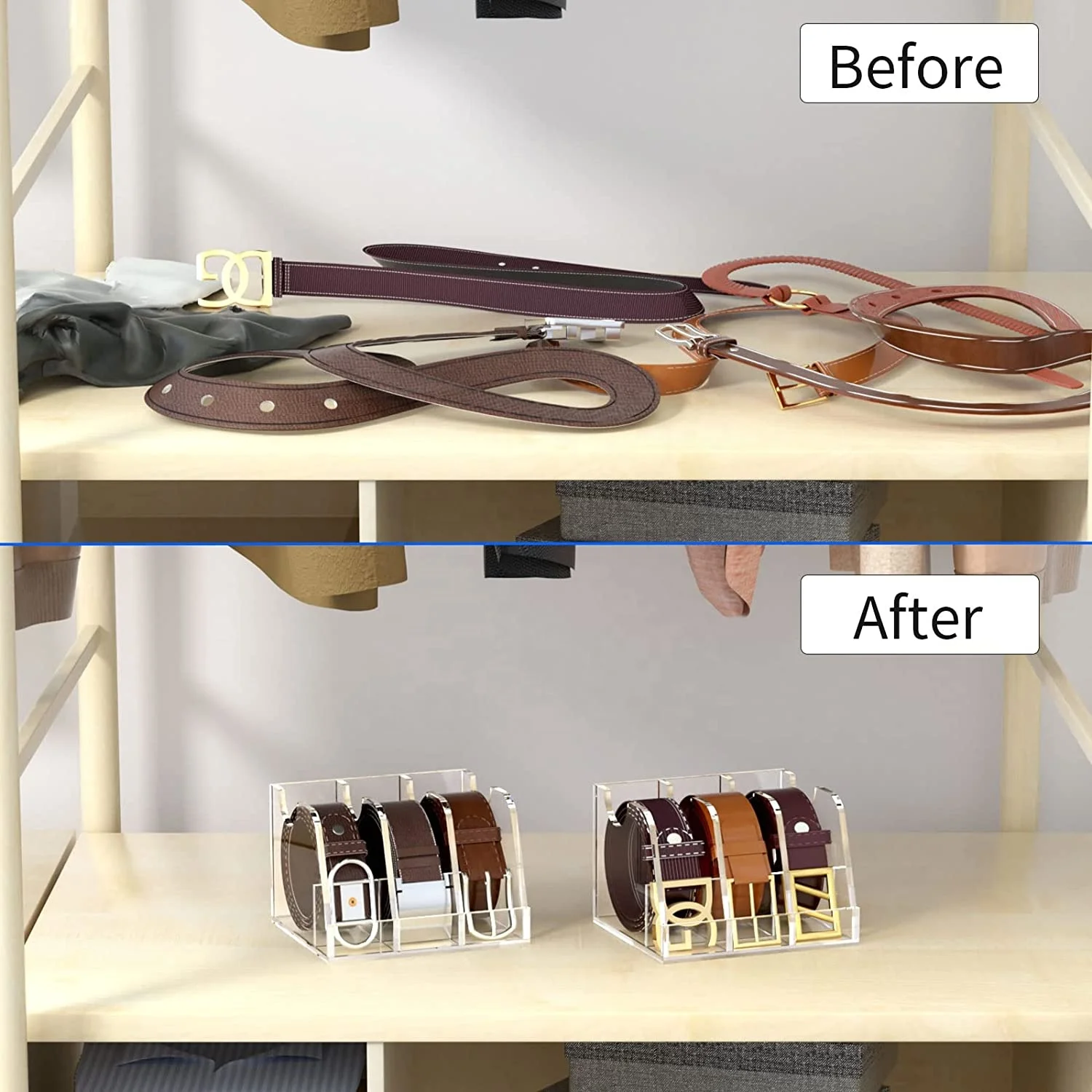 Modern Acrylic Belt Display Rack Eco-friendly Polished Storage Holder ...