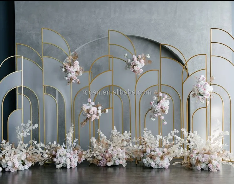 Gold Metal Frame Wedding Backdrop Wedding Decoration Event Party Stage ...