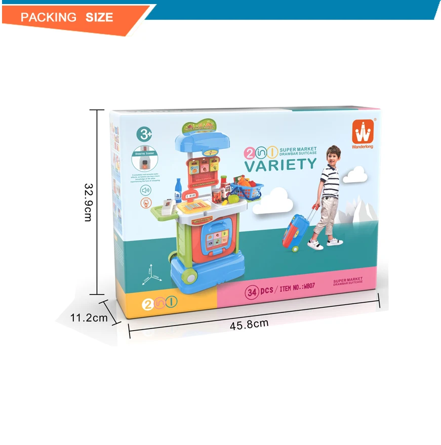 Kids Supermarket Play House Game Trolley Storage Takeaway Toys