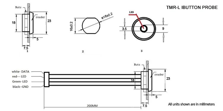 Ds1990a-f5 Tm1990a Card Reader Ds9092 Ibutton Probe With Led For ...