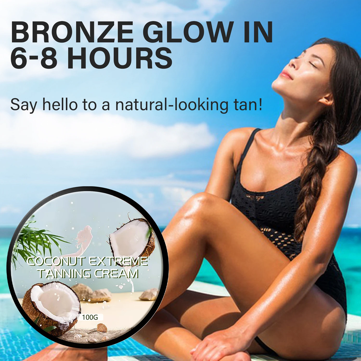 Private Label 100g Best Seller Custom Logo Coconut Bronze Extreme Tanning Accelerator Cream ...