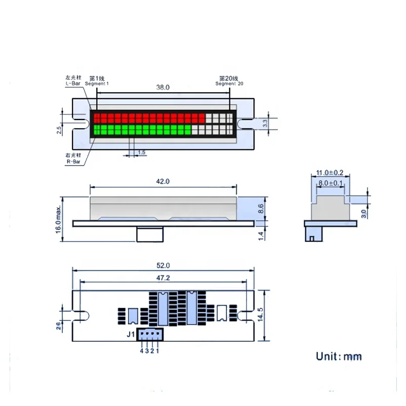 Taidacent LED Bar Graph Meter - Precision Double Beam Indicator