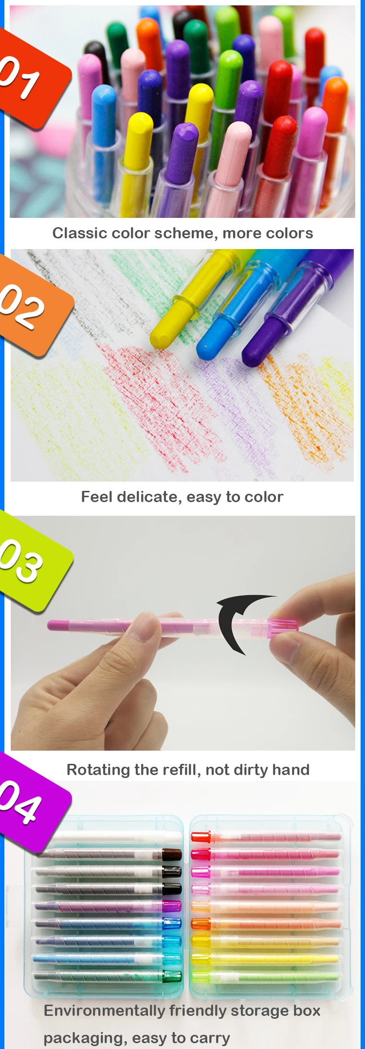 18 Colors Twistable Plastic Crayon for Child Wholesale Twisted Crayon ...