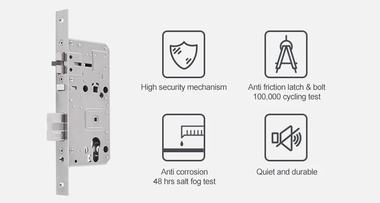 Euro 6072 Handle Lock Body SUS 304 - Secure Mortise Lock