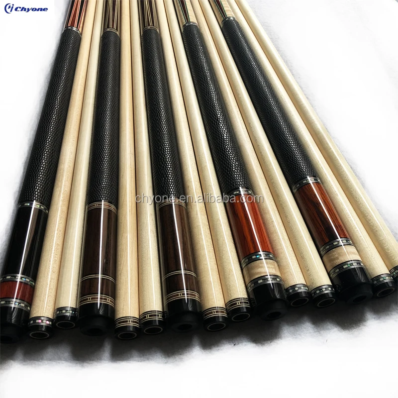 Chyone 14mm Black Ebony Wood 5 Points Inlay Pool Cue Double Laminated ...