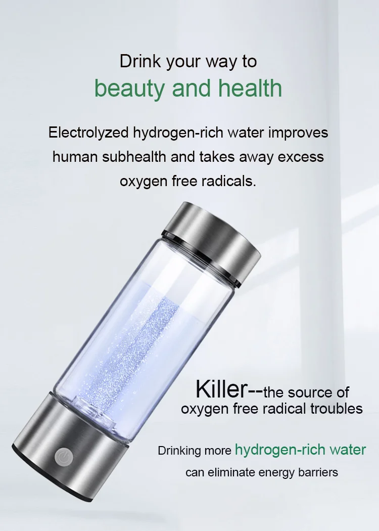 Hydrogen Rich Water Cup Portable SPE PEM H2 Water Electrolysis Hydrogen Water Ionizer Generator ...