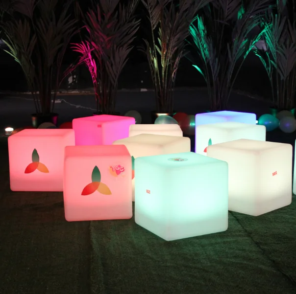 Garden Outdoor Decor Led Cube Chair Table,Light Up Cube Seat,Glowing ...