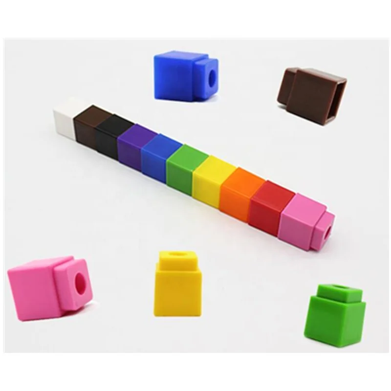 Kids Toys Building Blocks 10 Assorted Colors 2cm Plastic Linking Cubes ...