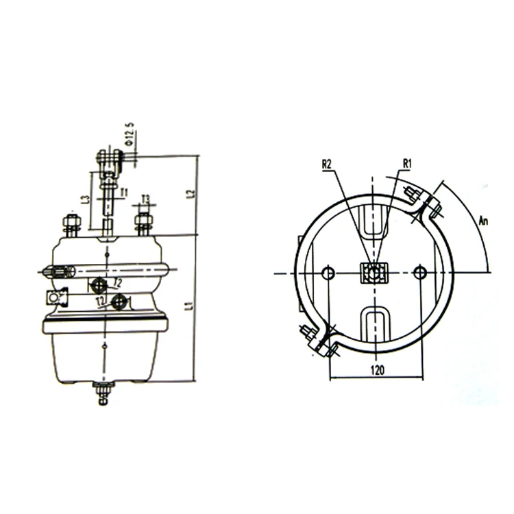 Truck Air Spring Brake Chamber T24 T30 Single Long Stroke Trailer Brake ...