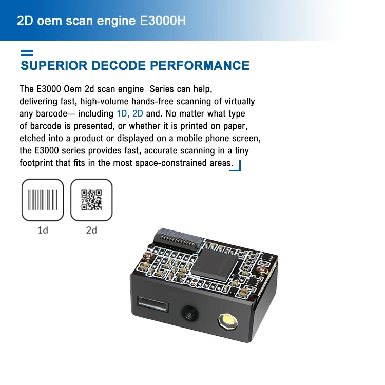 Mini Size E3000H Barcode Scanner - Compatible with Arduino