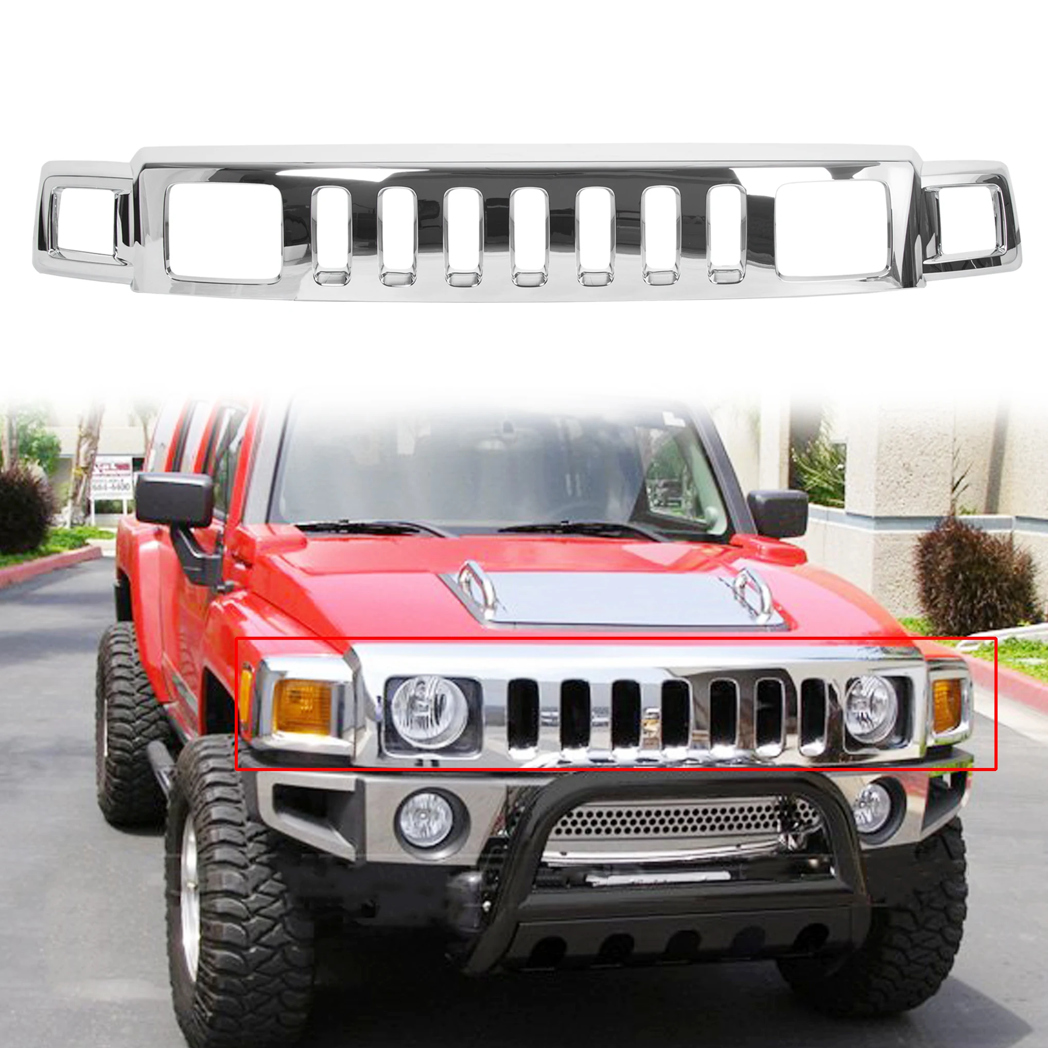 Chrome Front Grille Upper Assembly for Hummer H3 2009-10