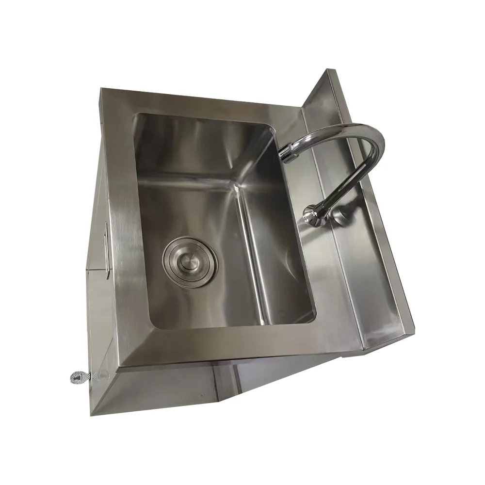 Hand Free Foot Pedal Portable Clinic Stainless Steel Sink