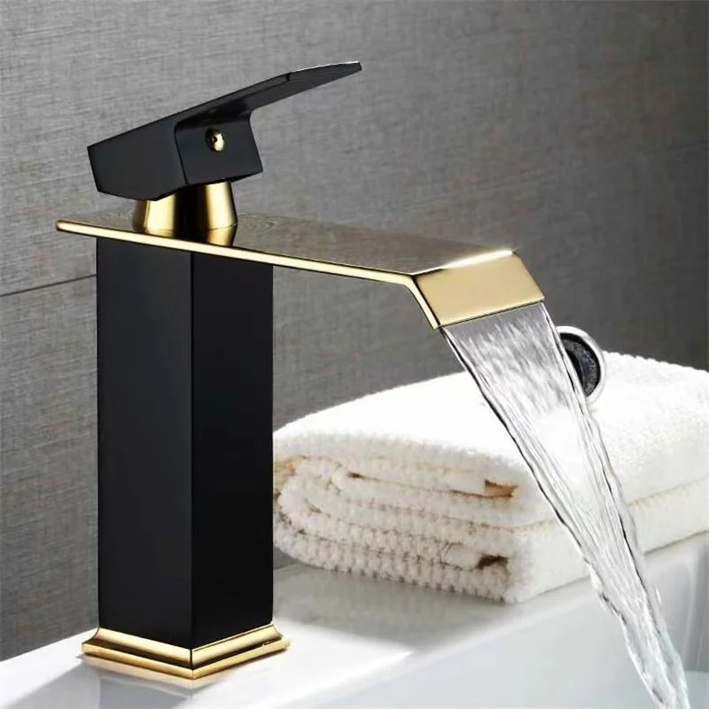 Modern Luxury Single Lever Spout Lavatory Faucet Stainless Steel Black ...