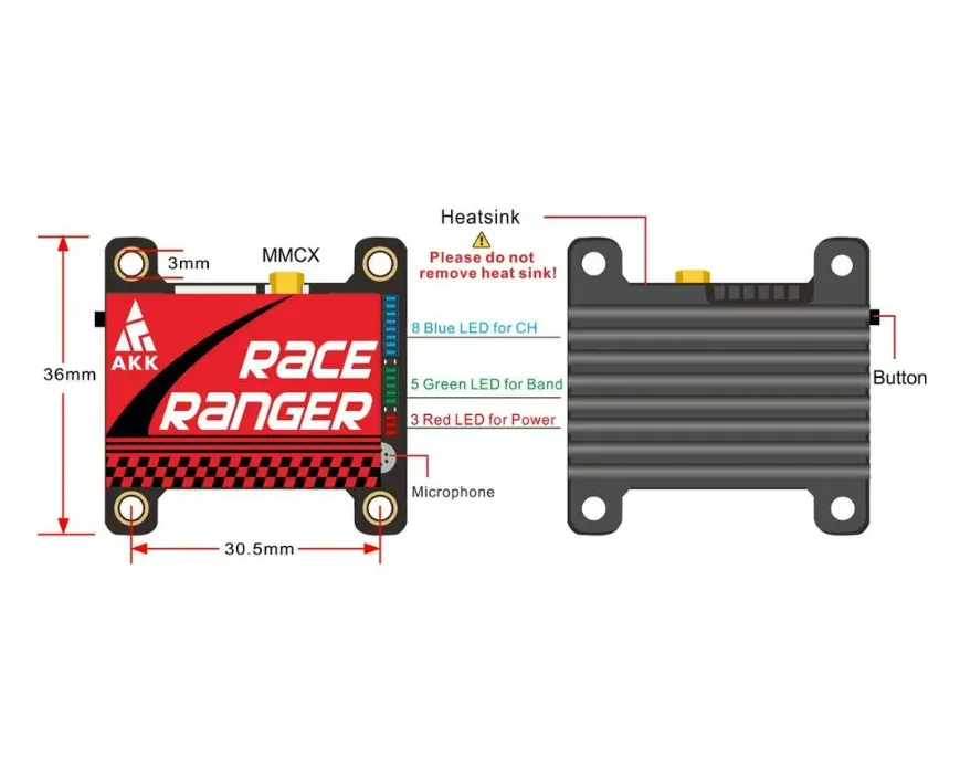 Kk Race Ranger Smart Audio 200mw/400mw/800mw/1600mw Power Switchable ...