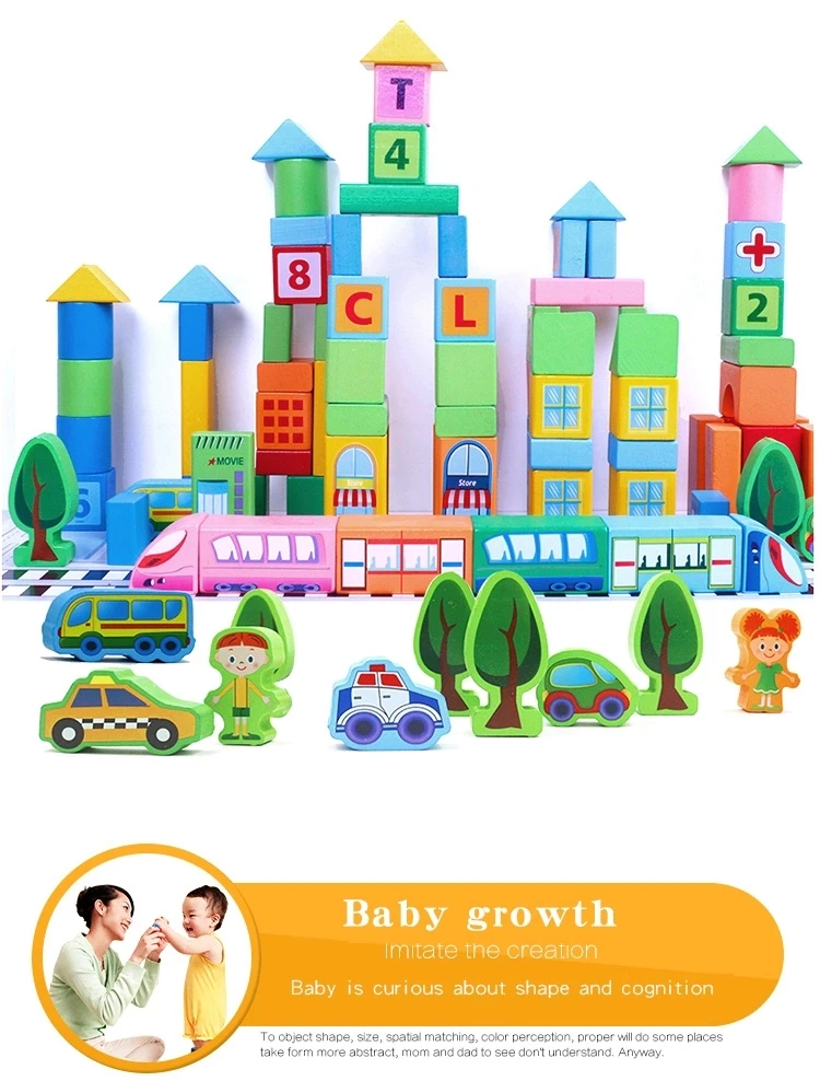 Educational Diy Toys Wooden Cube Blocks Play Set 100PCS Wholesale Color ...