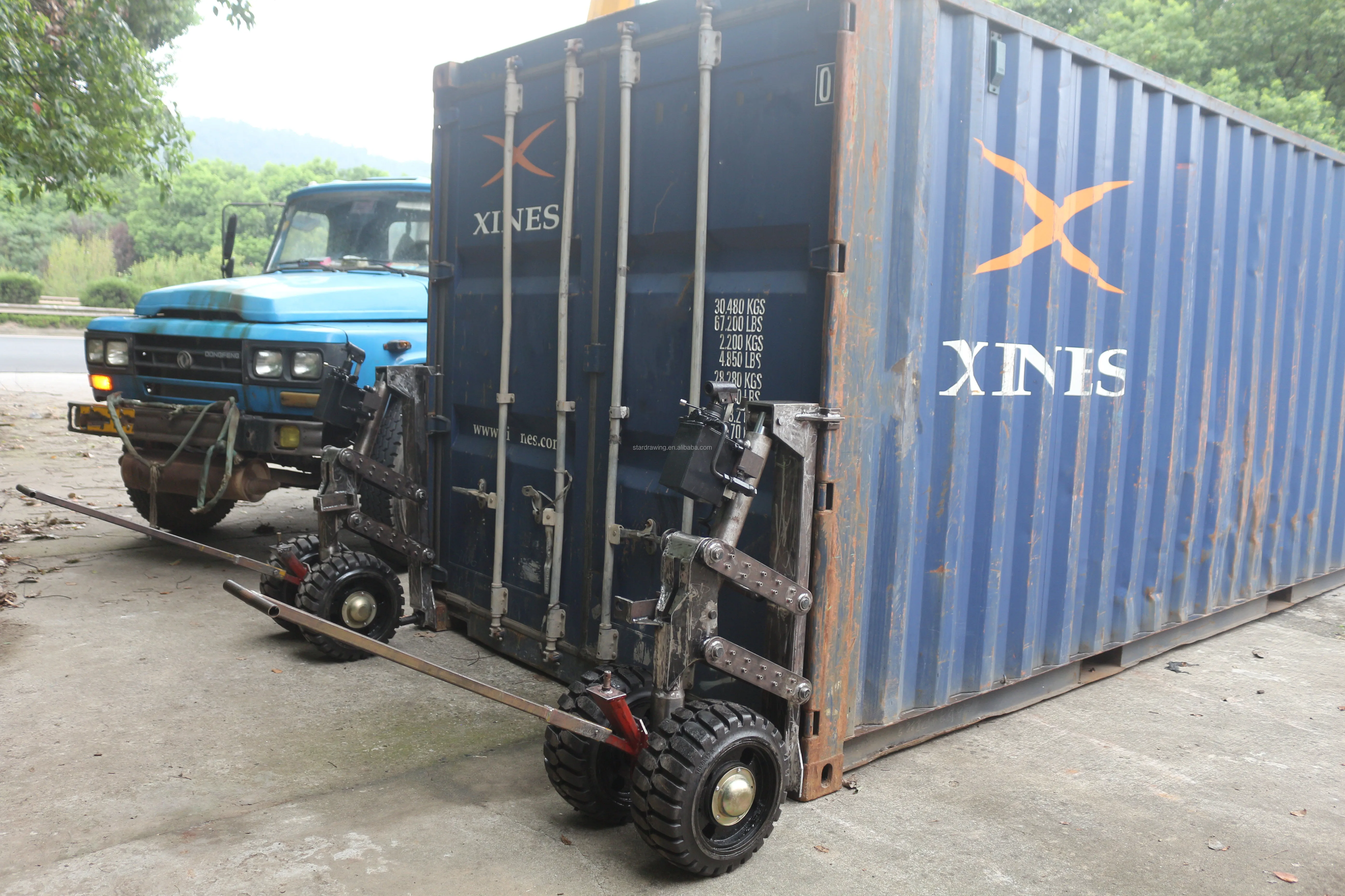 SS Self Loading Shipping Container Trailer Truck Container Wheel