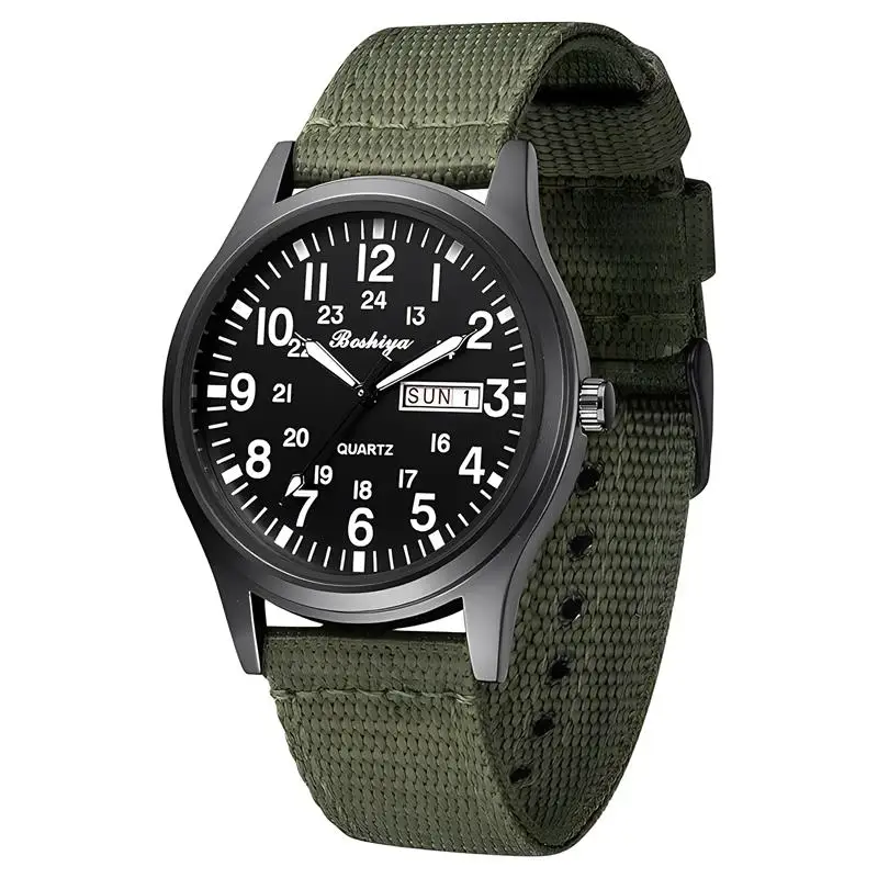 Waterproof Men's Field Watch - Outdoor Sports Quartz Nylon & Date Display