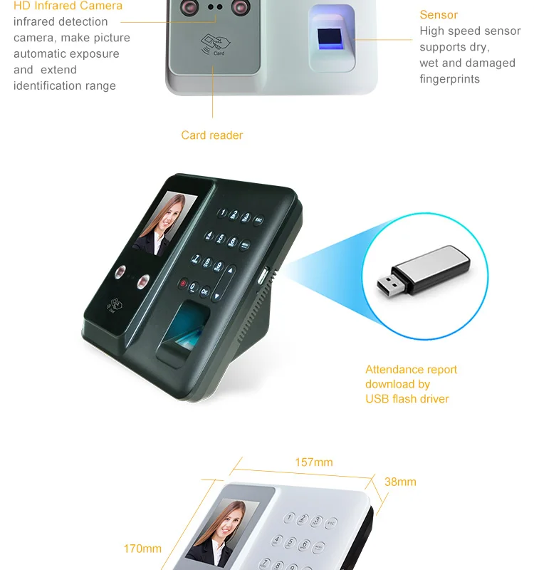 Biometric Time Attendance System - Fingerprint & Facial Recognition