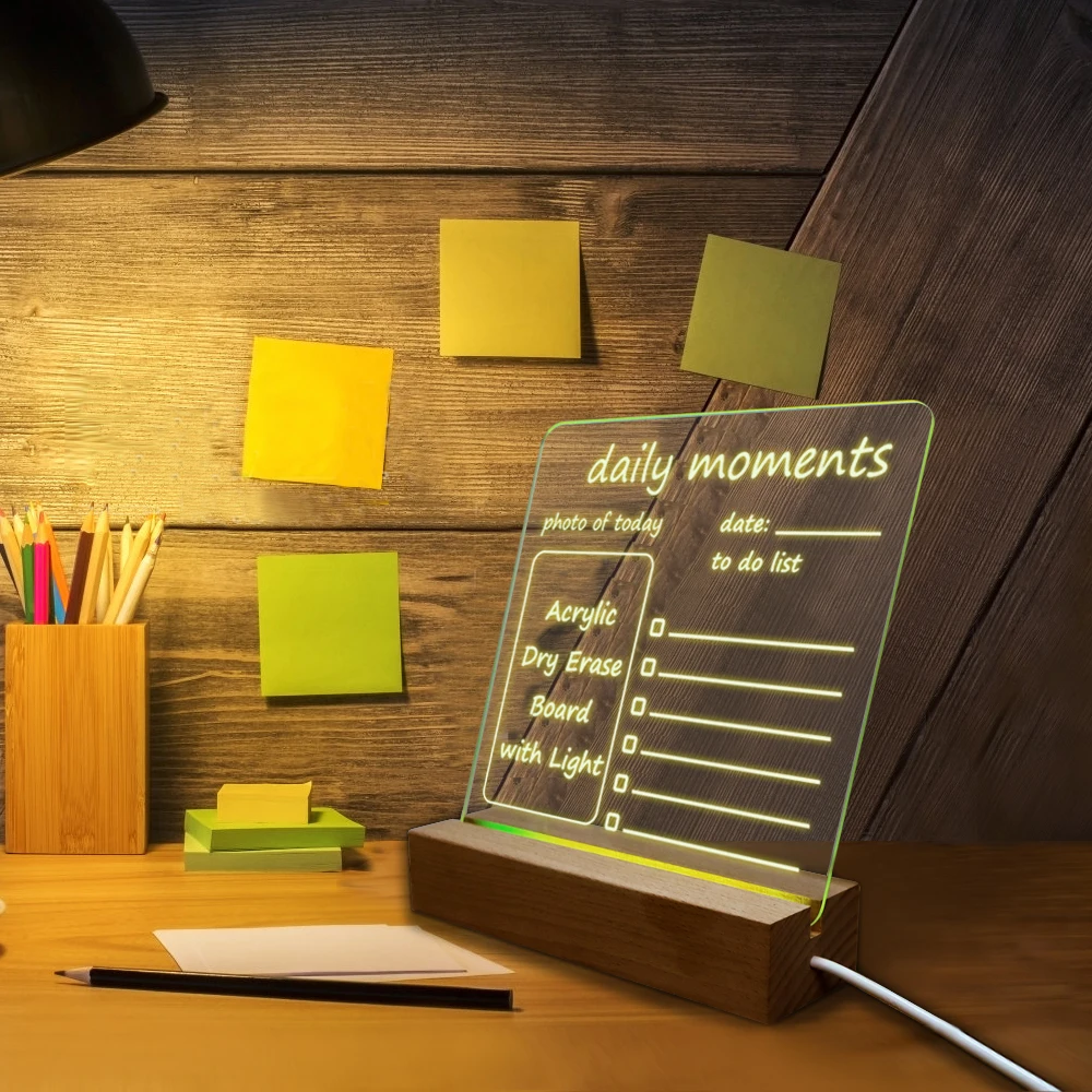 Portable Acrylic Message Board With Led Light For Night Writing Perfect ...