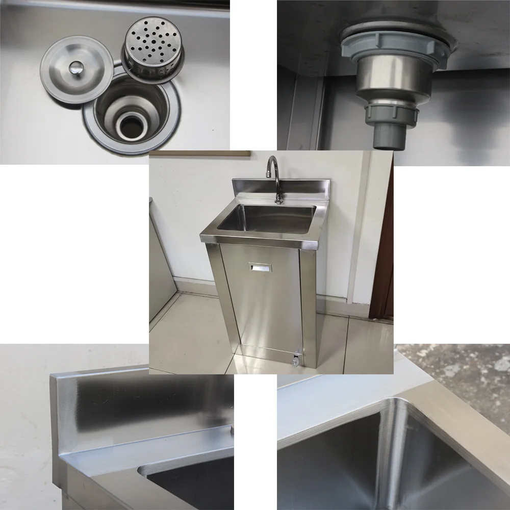 Hand Free Foot Pedal Portable Clinic Stainless Steel Sink