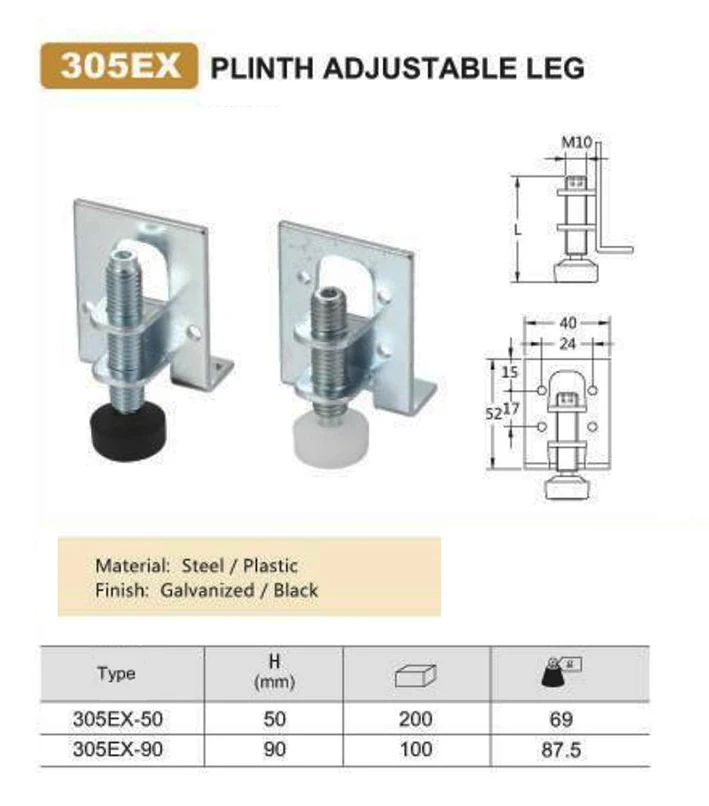 305E3 Furniture Steel Galvanized Plinth Adjustable Feet and Leg ...
