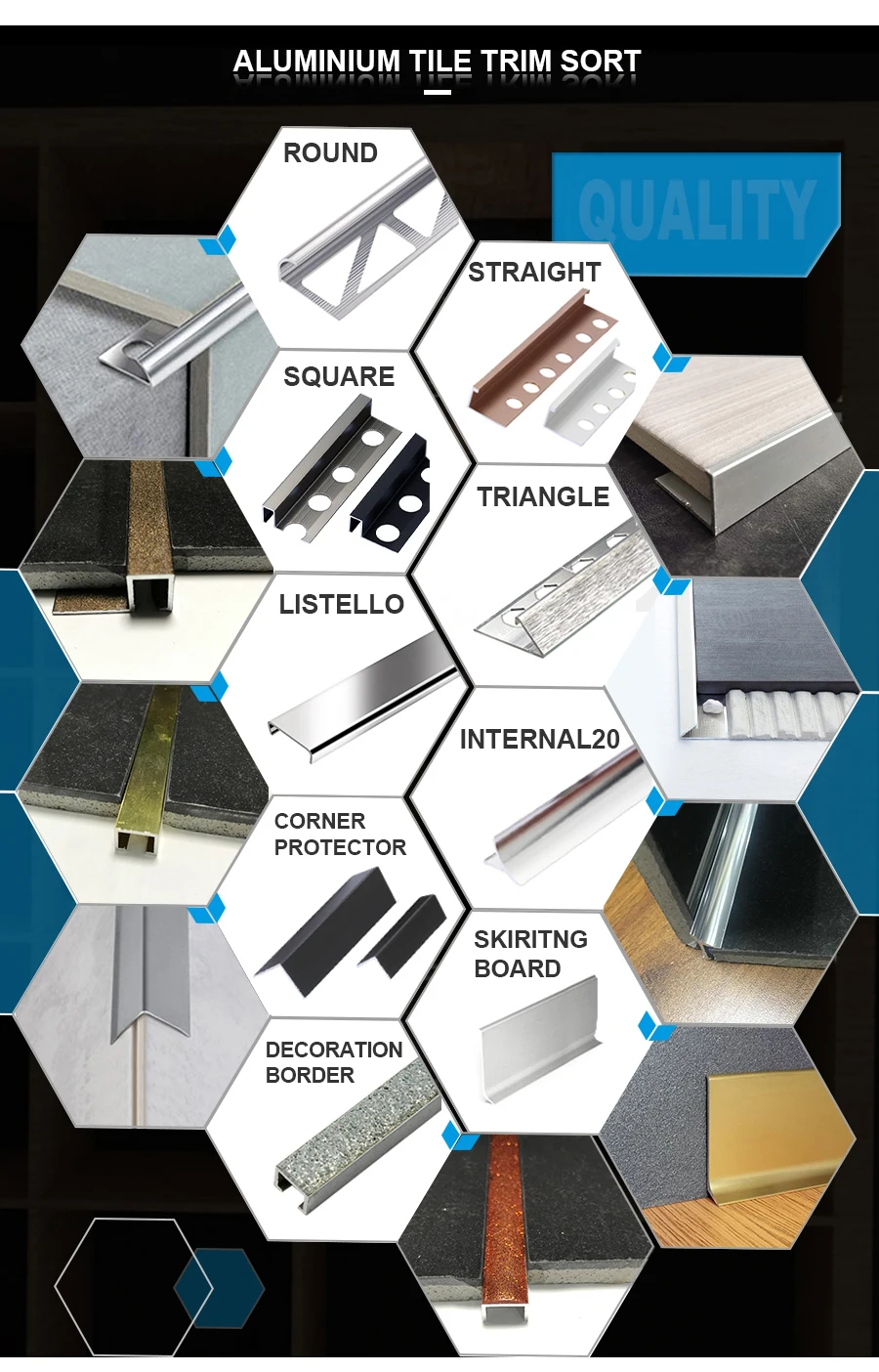 Internal Corner Edge Protection Aluminium Tile Trim - Buy Ceramic Tile ...