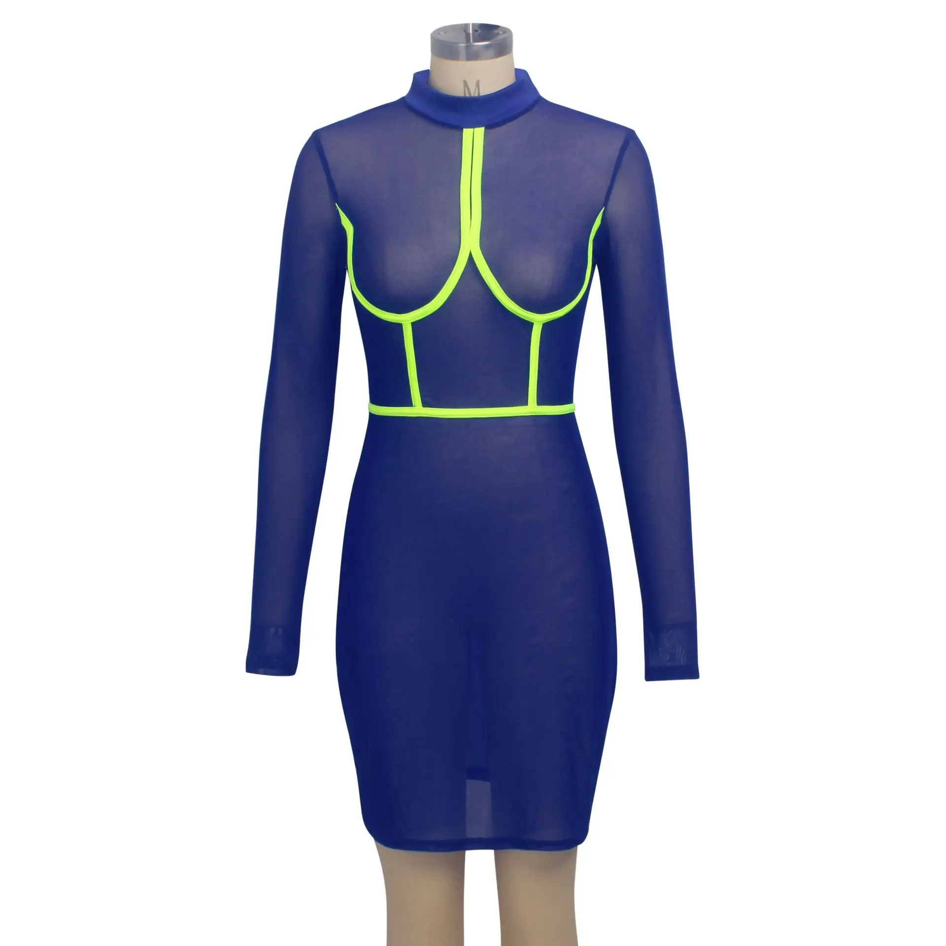 Custom Women Sexy Black Mesh See Through Transparent Bodycon Mini Club ...