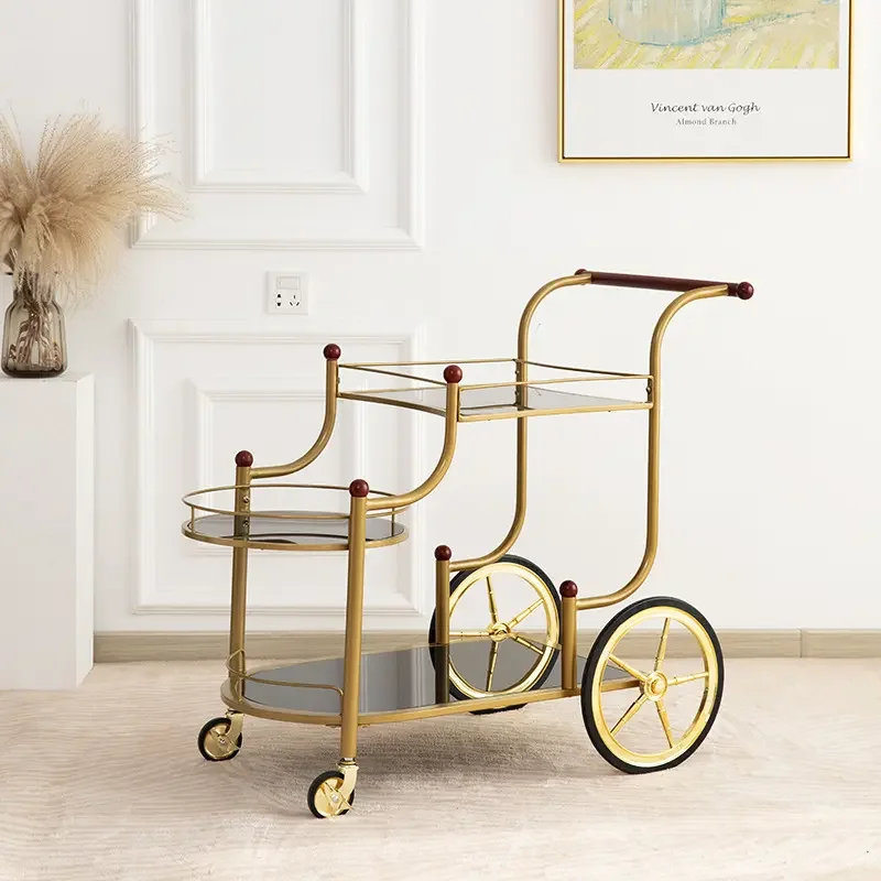Luxury Metal Glass Tea Wine Food Catering Drinks Serving Trolley Cart ...