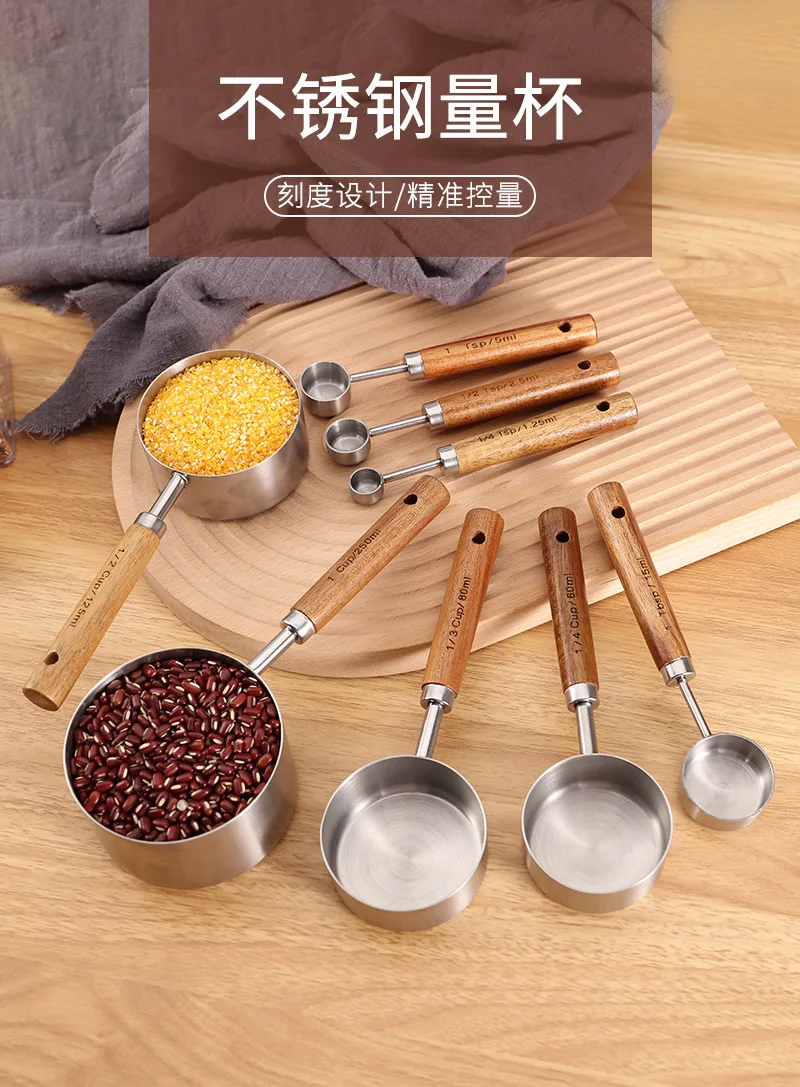 4-Piece Stock Stainless Steel Measuring Cup and Titanium Spoon Set ...