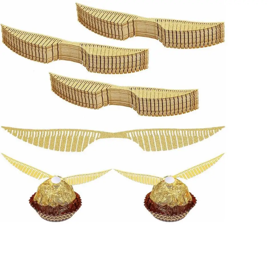 Golden Paper Angel Wings Chocolate Cake Decoration Insert with Glue for ...