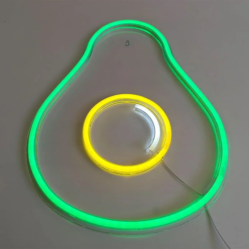 Pear Fruit Led Neon Sign 5v Dimmable Usb Green Cute Led Lights Neon ...