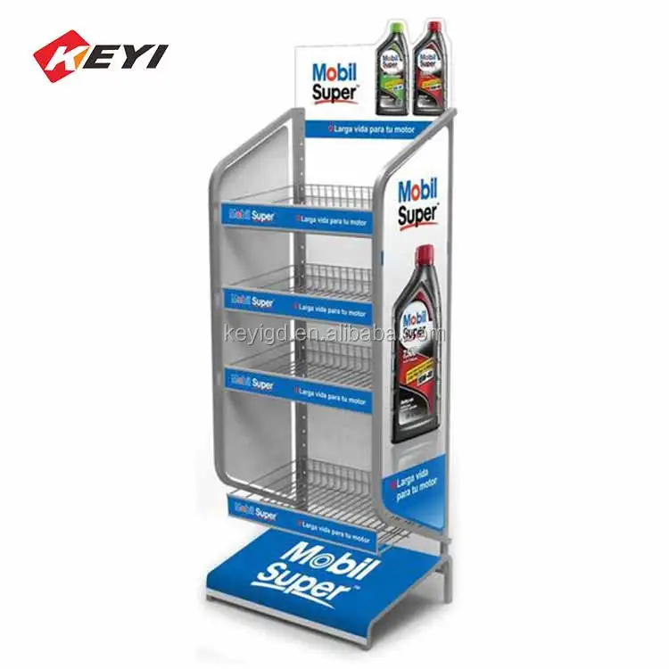 Custom Retail Shop Metal 4 Tier Engine Oil Rack Display / Lubricant ...