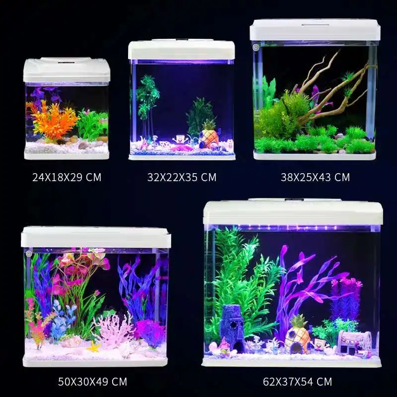 Factory Sales Ultra Clear Glass Aquarium Fish Tank With Led Light And ...