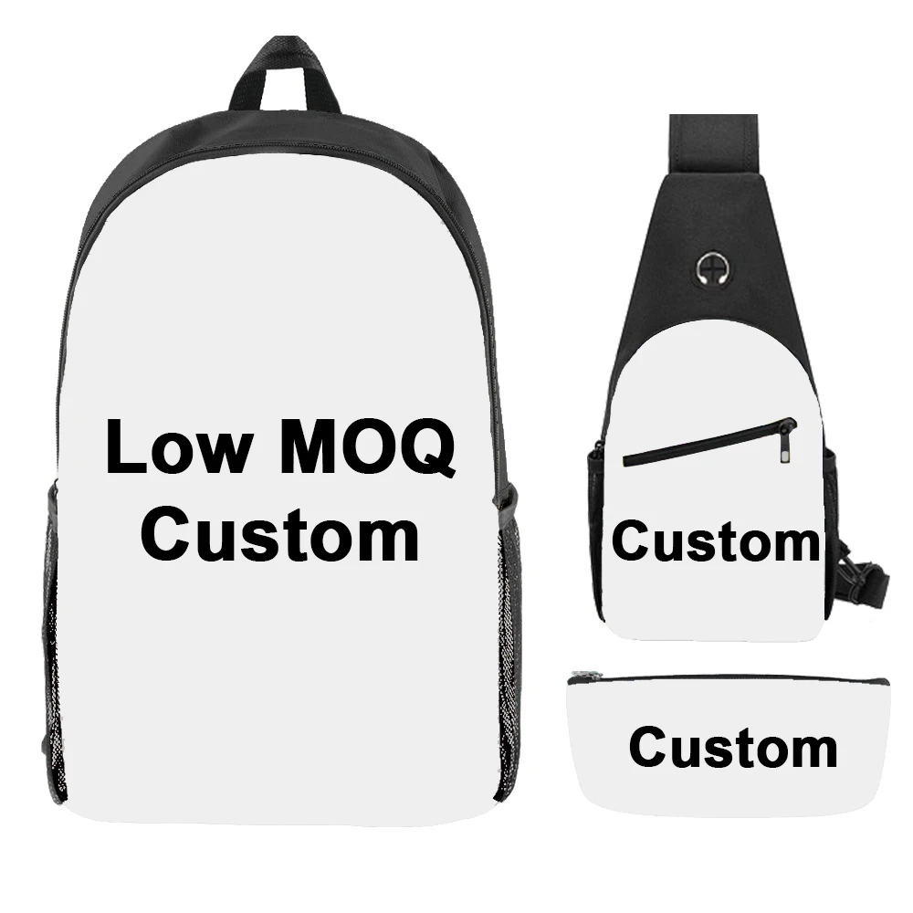 Custom Print Design Photo Logo Student Backpack Set