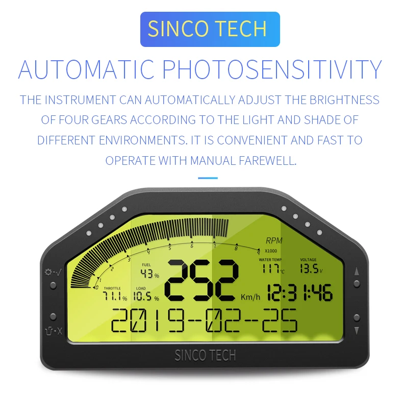 Sincotech 6.5'' Universal Digital Obd2 Gauge Dashboard Lcd Race Dash ...