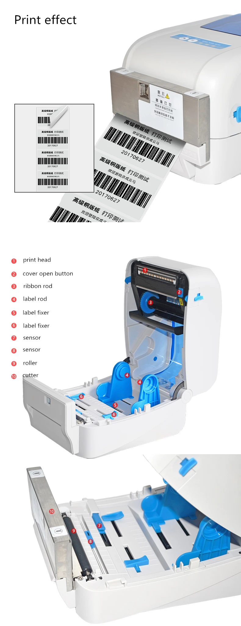 300dpi Washing Mark Barcode Label Printer for Garments