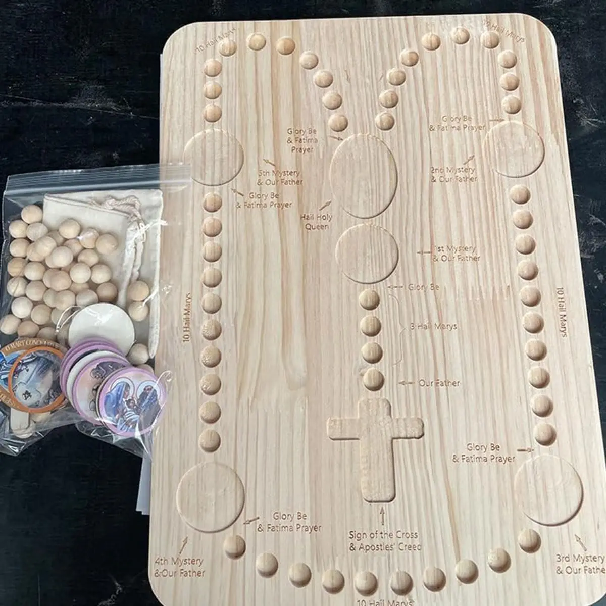 Wooden Rosary Board,Montessori Wooden Rosary Board Chuck,Wooden Rosary ...