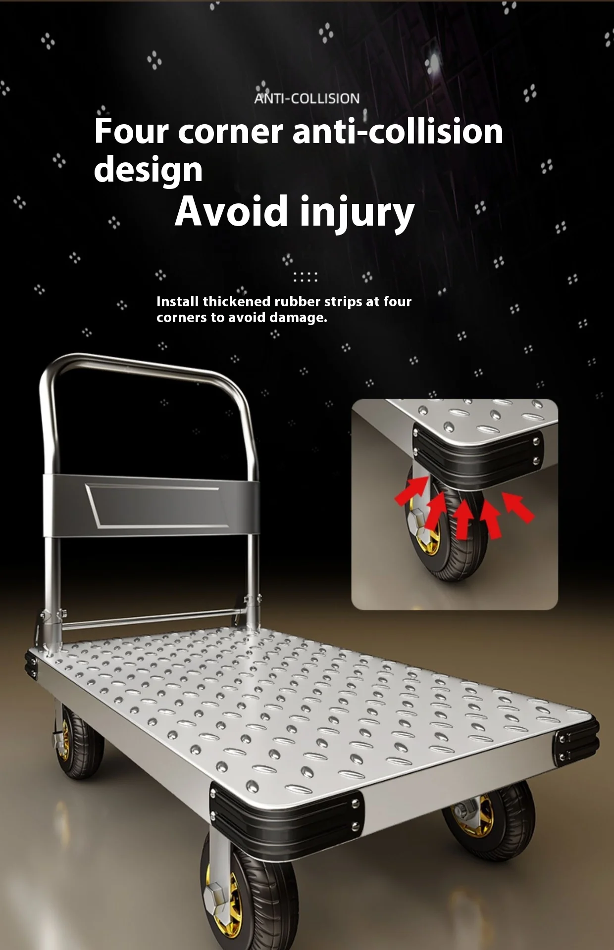 Large Four-Wheel Trolley - Silent Foldable Steel Plate Trailer