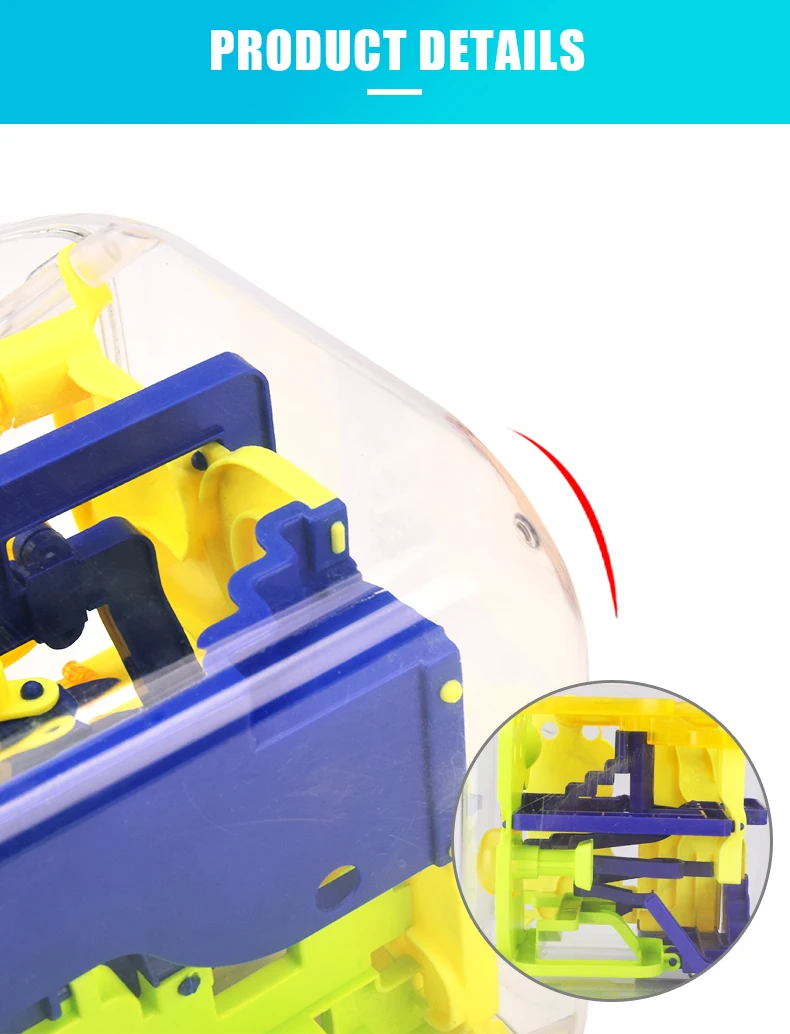 3d Funny Brain Fidget Toy Labyrinth Rolling Beads Transparent Square ...